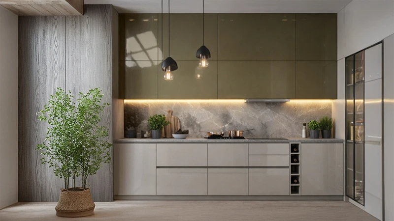 Modern Two Colour Combination for Kitchen Laminates in 2026